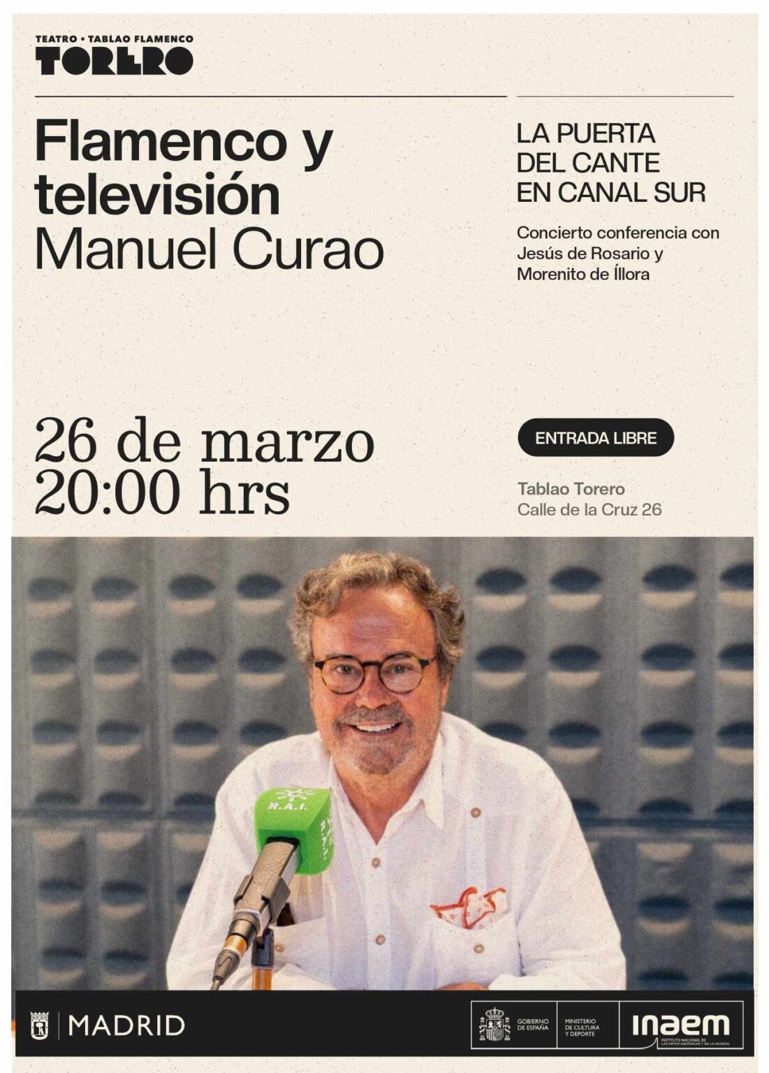 El periodista Manuel Curao en Tablao Torero el 26 de marzo con ...